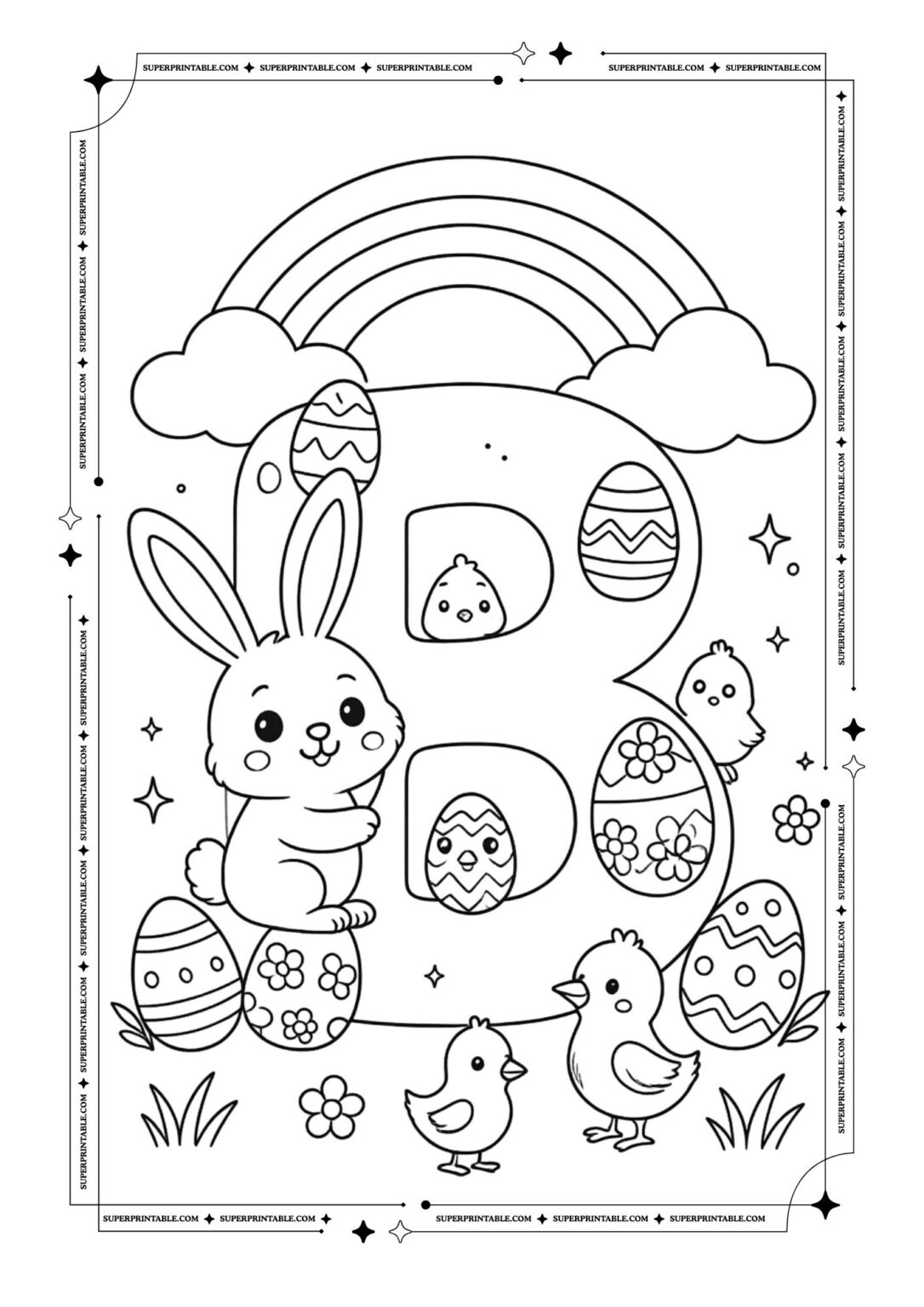Magical Easter Alphabet Coloring Page (Free PDF Printables)