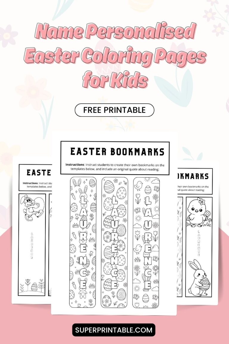 Name Personalised Easter Bookmarks Coloring Pages - SuperPrintable
