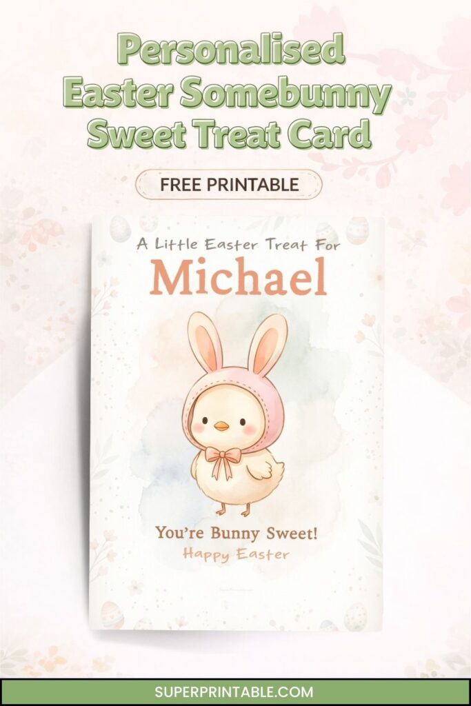 Personalised Easter Somebunny Sweet Treat Card - SuperPrintable