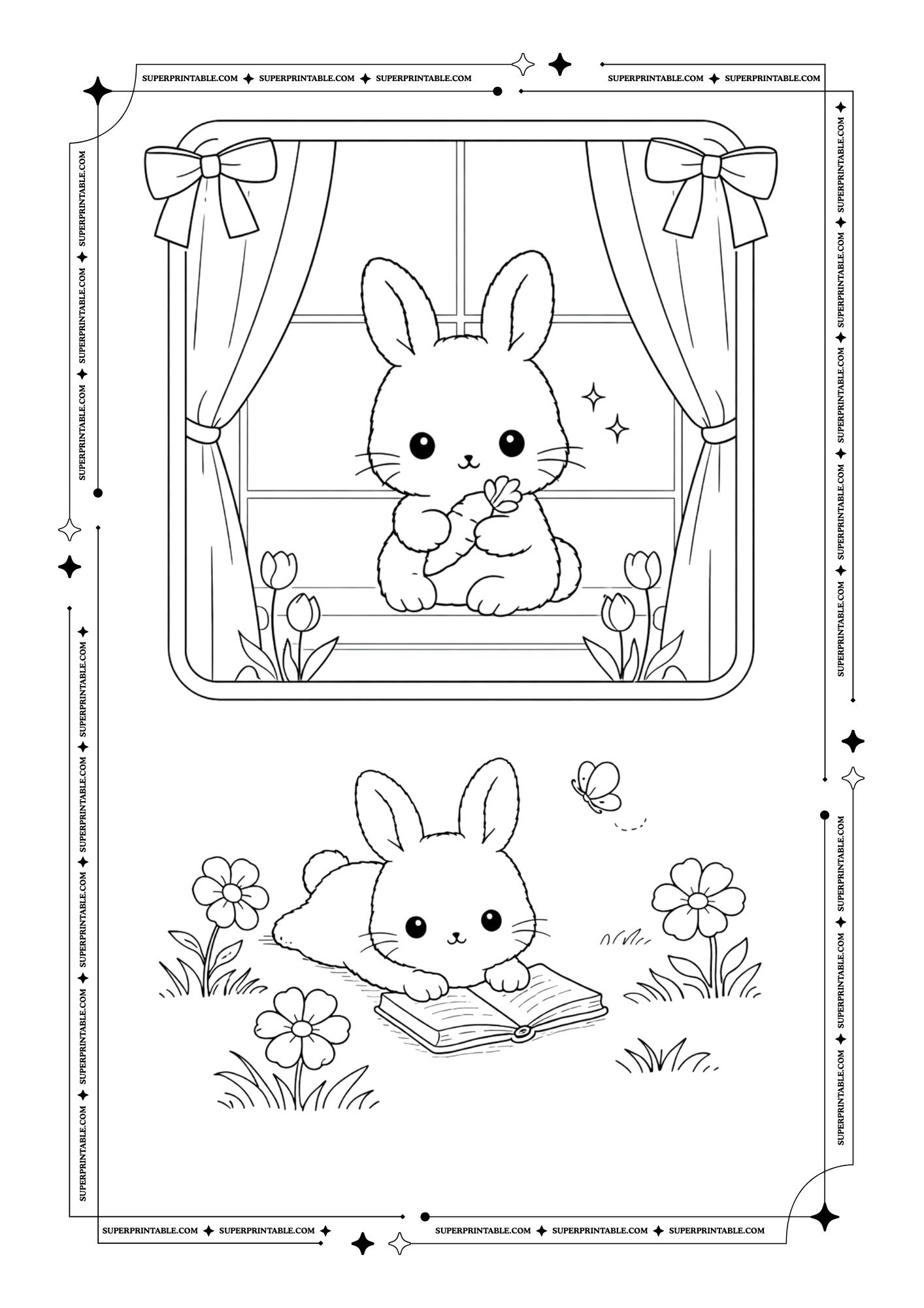 10+ Spring Bunnies Coloring Pages (Free PDF Printables)