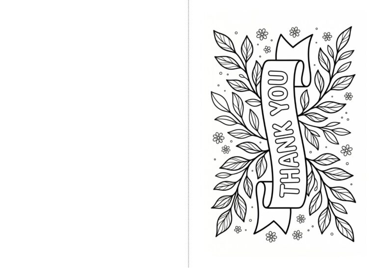 Thank You Greeting Card Coloring Page (Free PDF Printables)