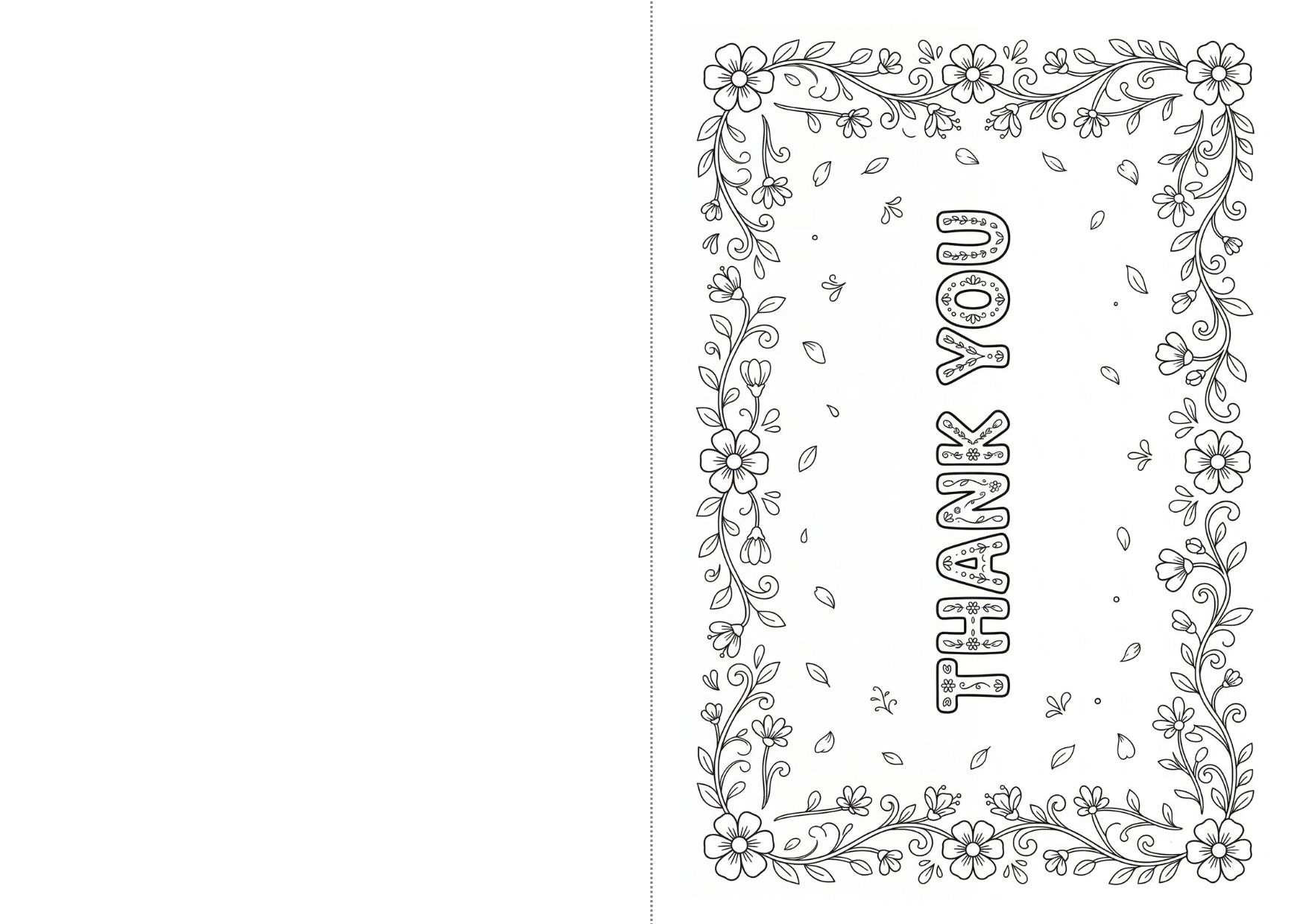 Thank You Greeting Card Coloring Page (Free PDF Printables)