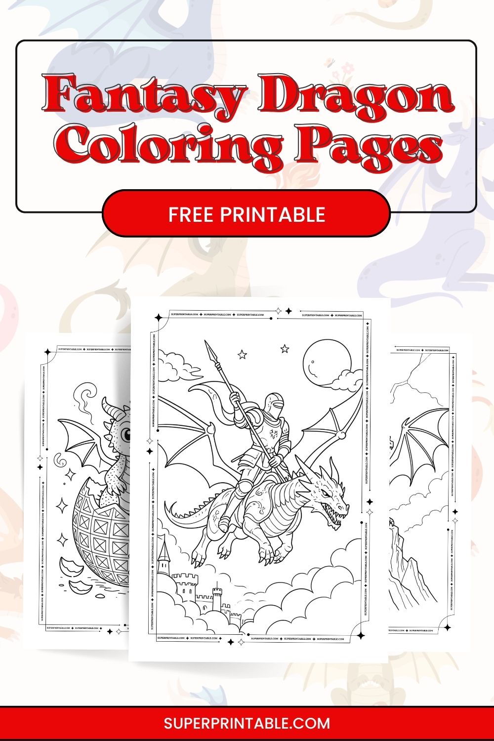 10+ Fantasy Dragon Coloring Pages (Free PDF Printables)