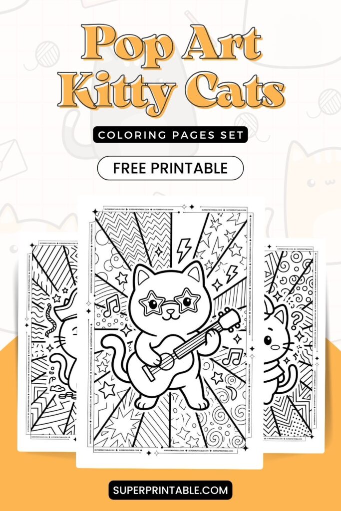 10+ Pop Art Kitty Cats Coloring Pages (Free PDF Printables)