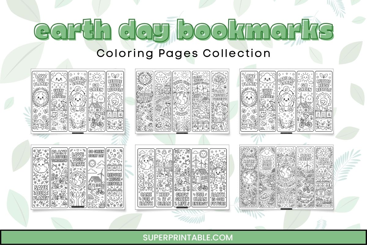 30+ Earth Day Bookmarks Coloring Pages (Free PDF Printables)