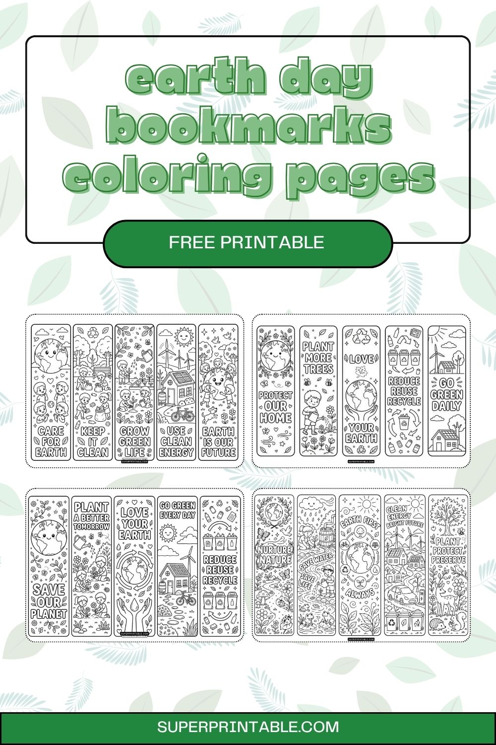 30+ Earth Day Bookmarks Coloring Pages (Free PDF Printables)