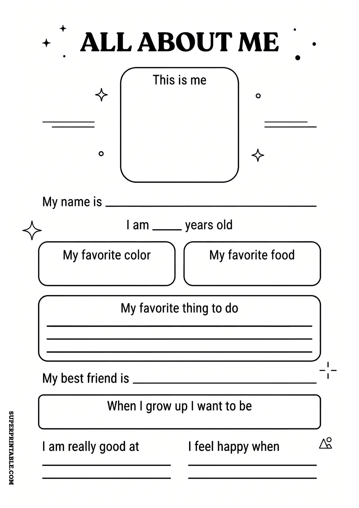 All About Me Worksheet (Free PDF Printables)