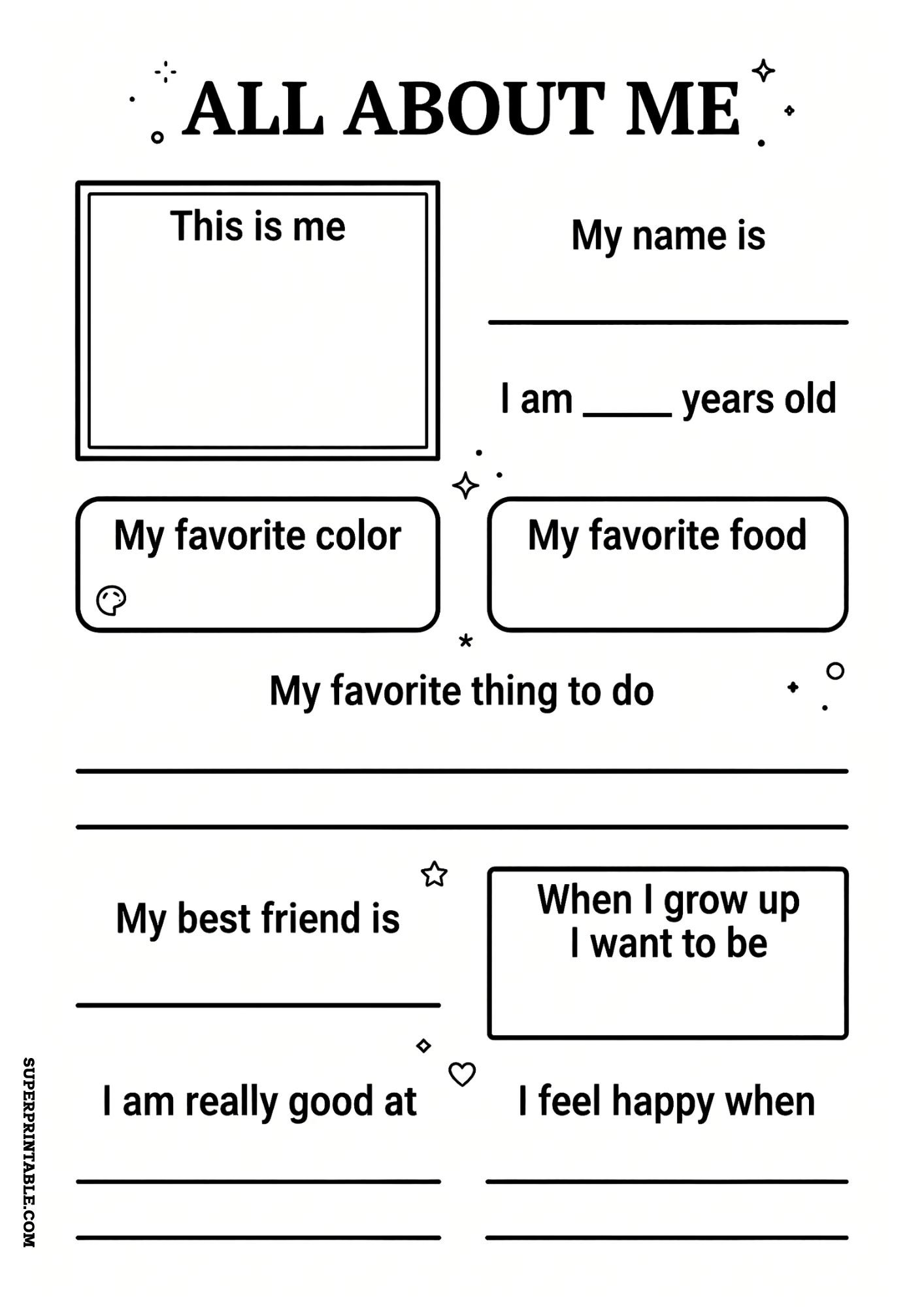 All About Me Worksheet (Free PDF Printables)