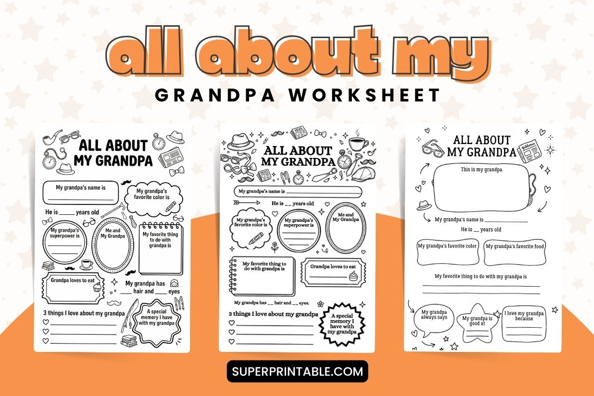 All About My Grandpa Worksheet Pack (Free PDF Printables)