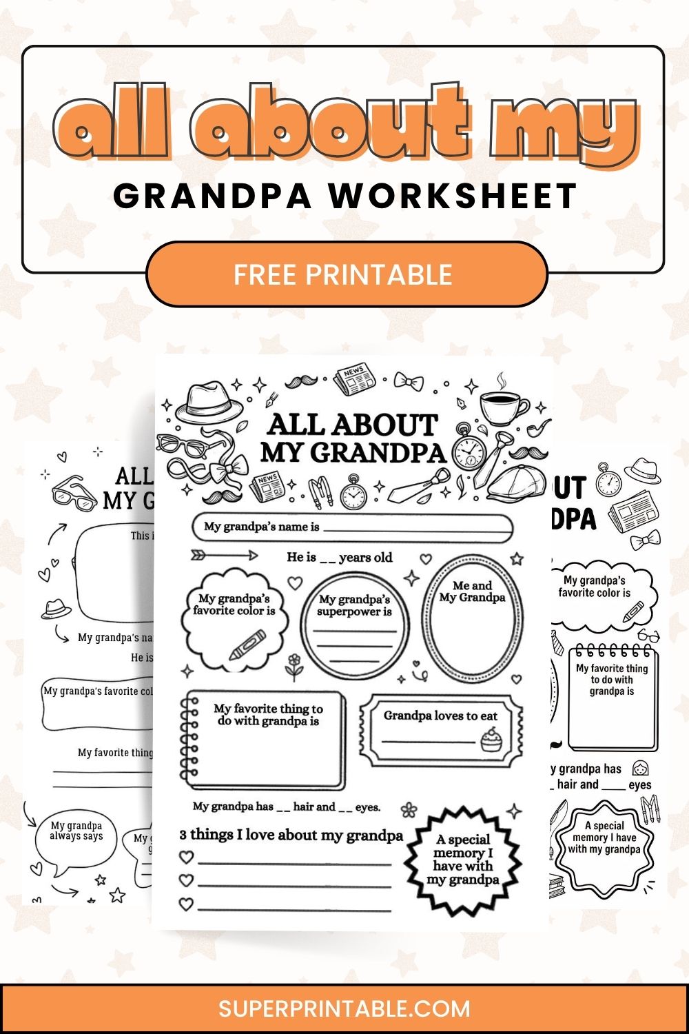 All About My Grandpa Worksheet Pack (Free PDF Printables)