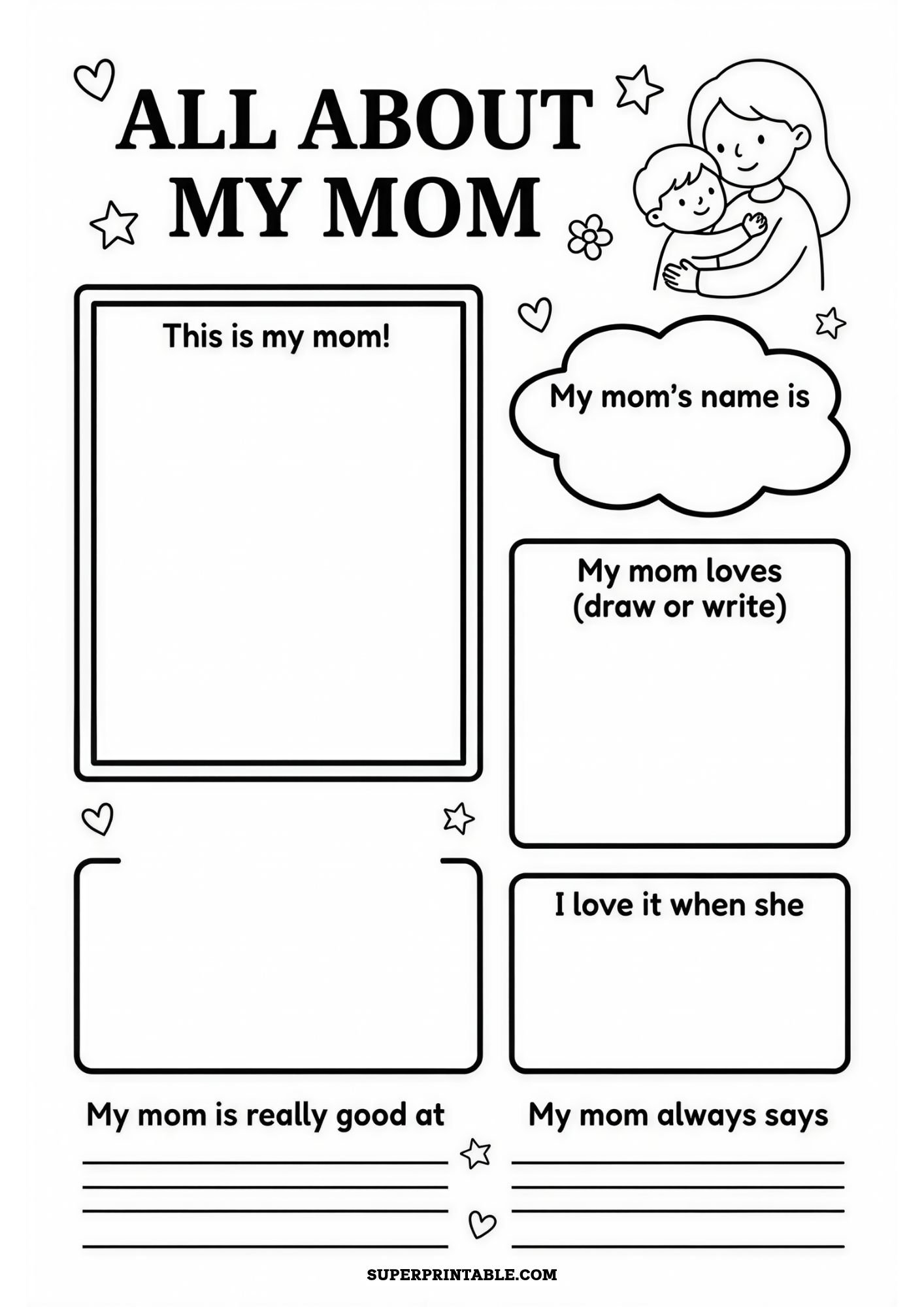 All About My Mom Worksheet (Free PDF Printables)