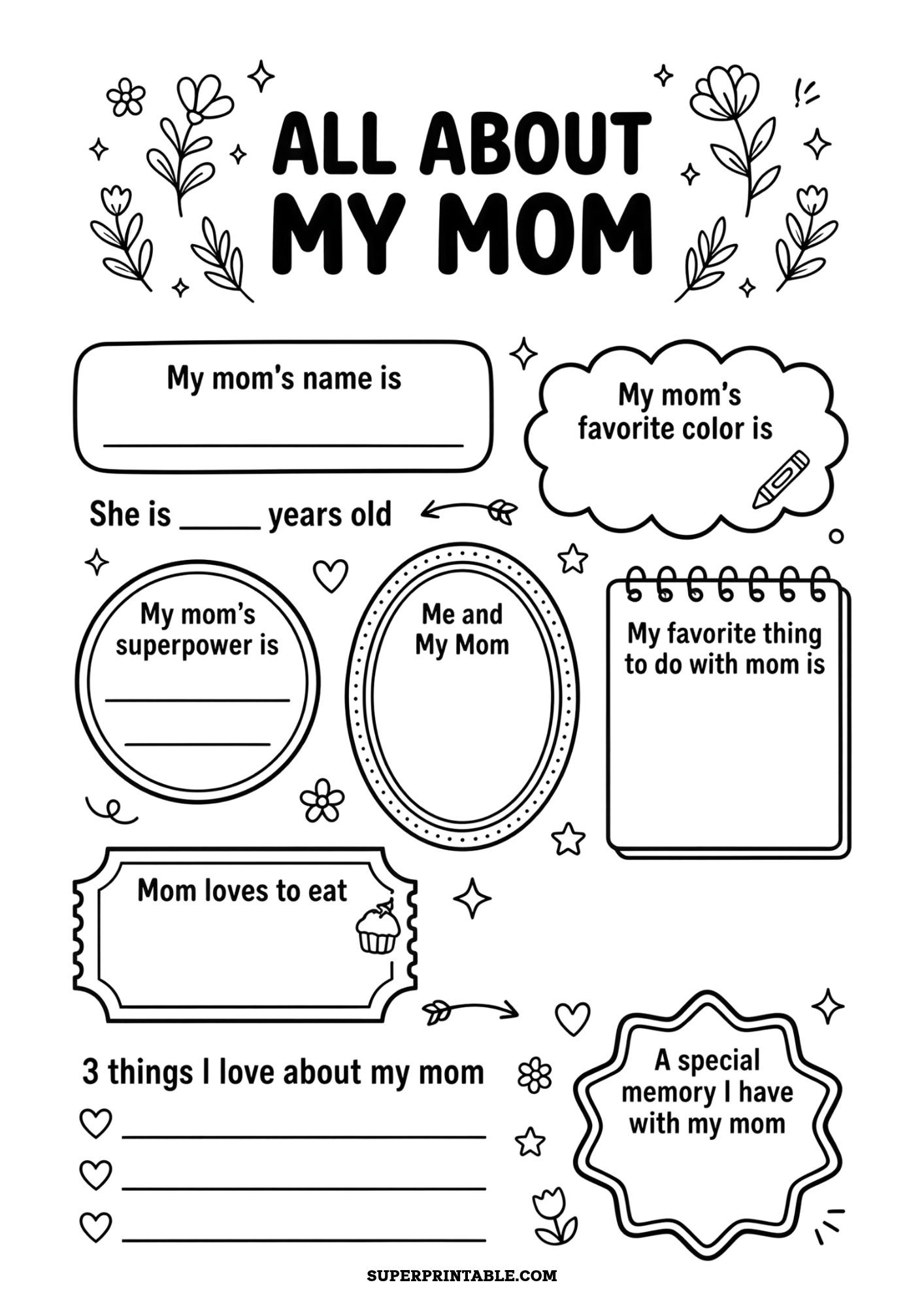 All About My Mom Worksheet (Free PDF Printables)