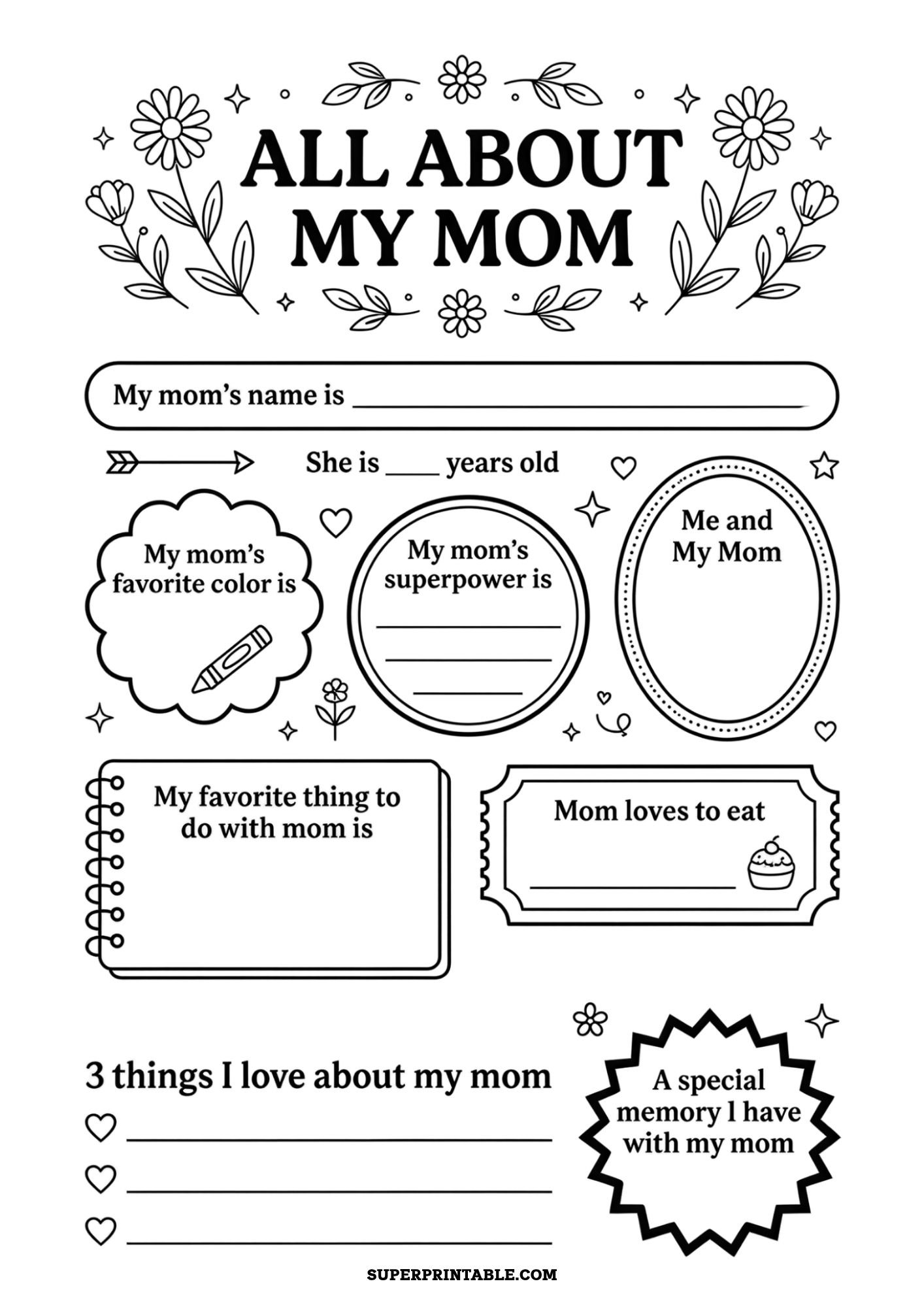 All About My Mom Worksheet (Free PDF Printables)