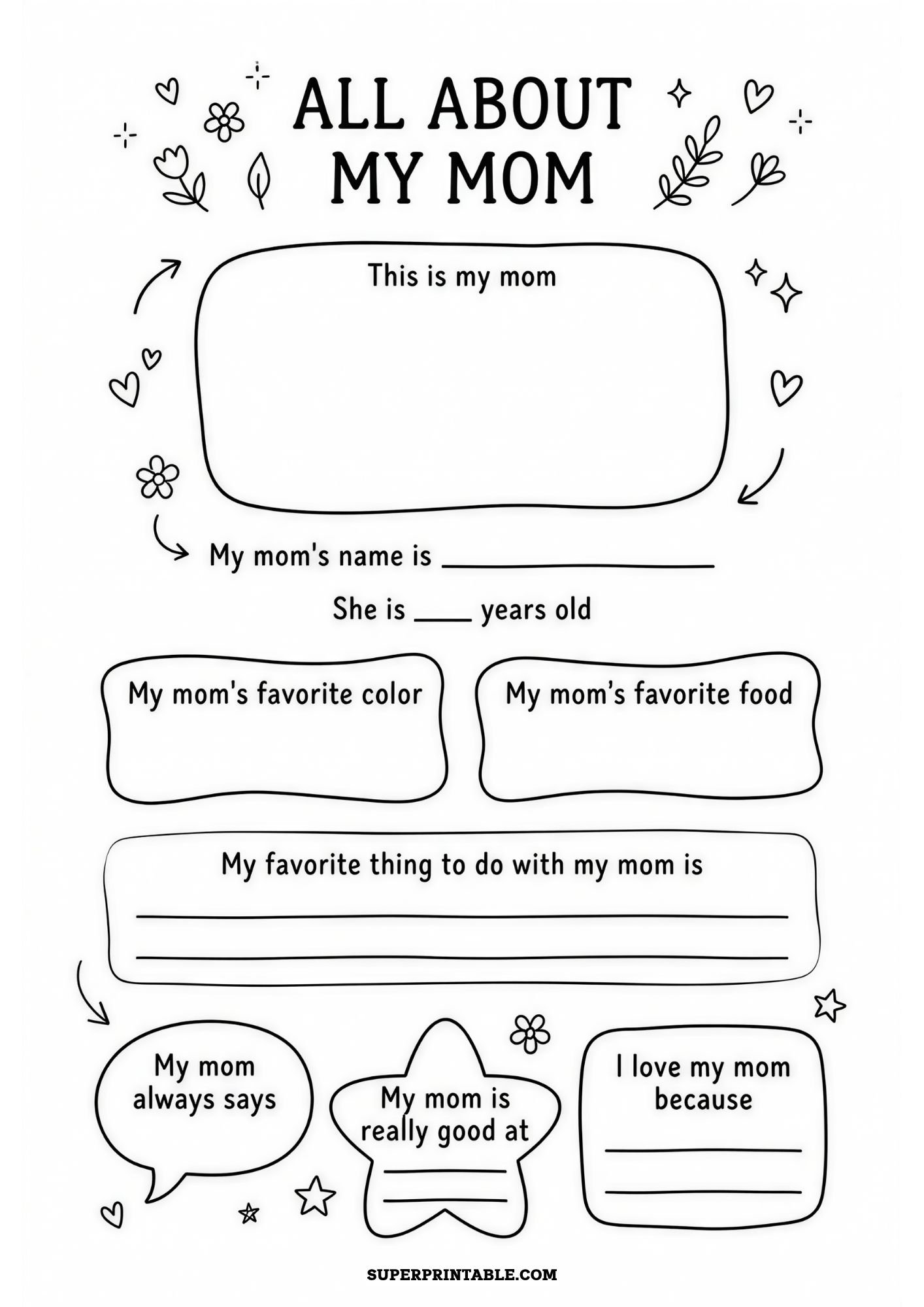 All About My Mom Worksheet (Free PDF Printables)