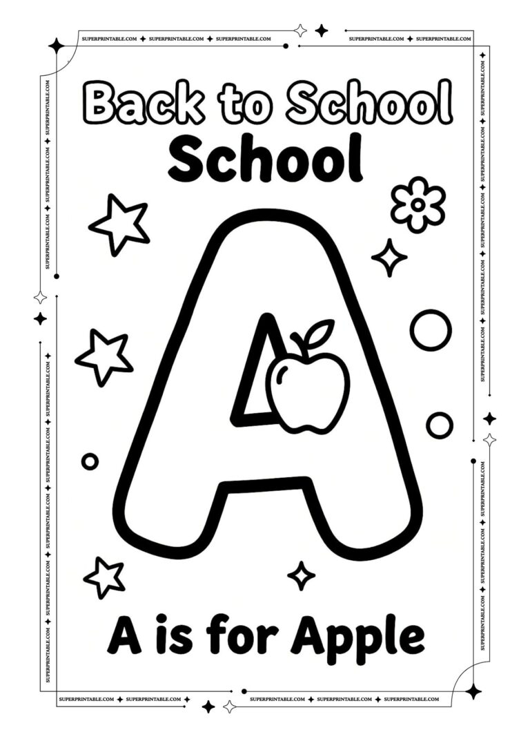 Back To School Alphabet Coloring Pages V2 (Free PDF Printables)