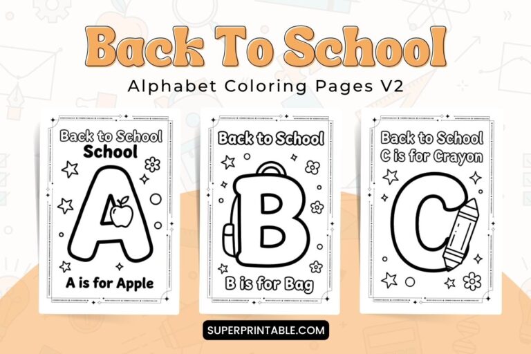 Back To School Alphabet Coloring Pages V2 (Free PDF Printables)