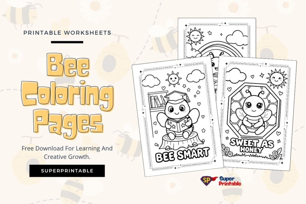 6 Bee Coloring Pages (Free PDF Printables)