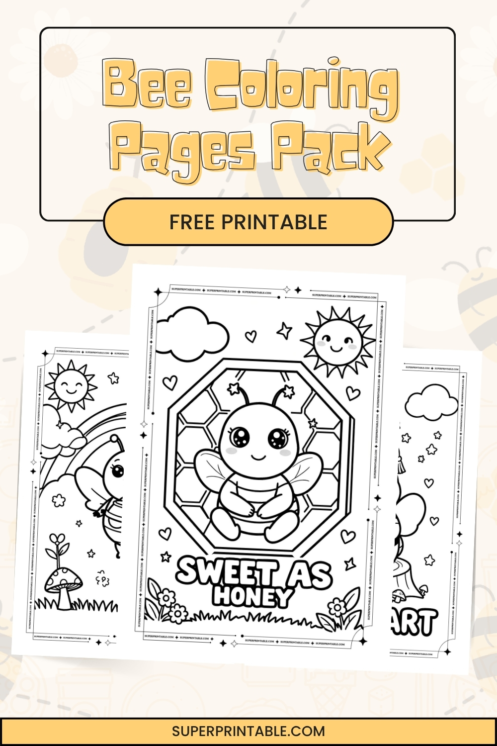 6 Bee Coloring Pages (Free PDF Printables)