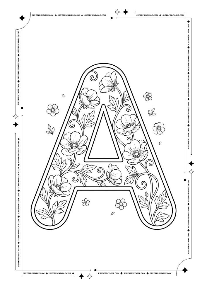 Blooming Alphabet Coloring Pages (Free PDF Printables)