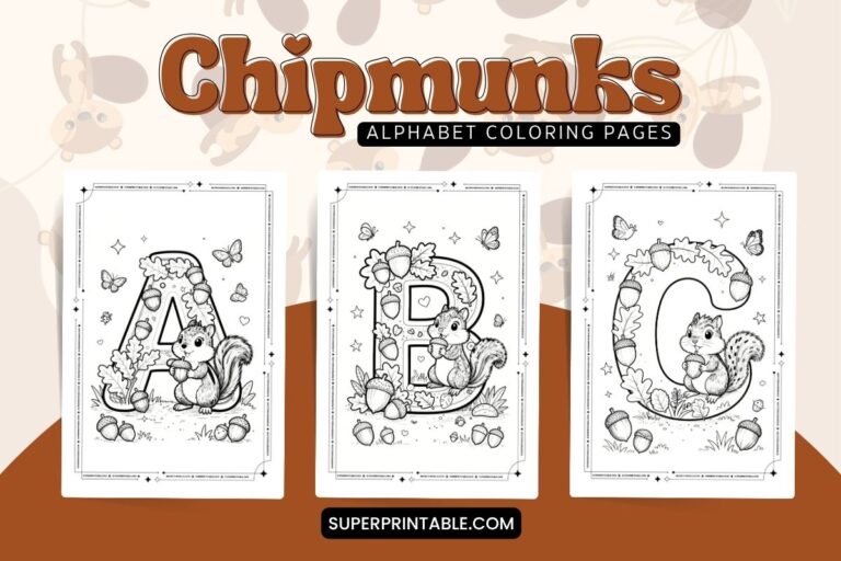 Chipmunks Alphabet Coloring Pages (Free PDF Printables)