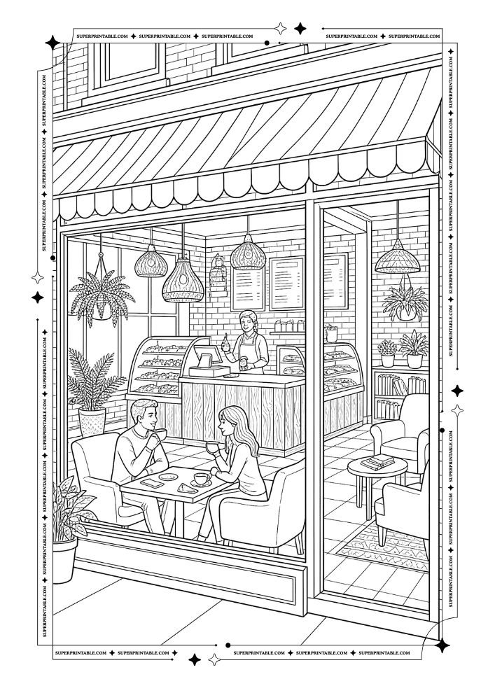 30 Coffee Shop Coloring Pages (Free PDF Printables)