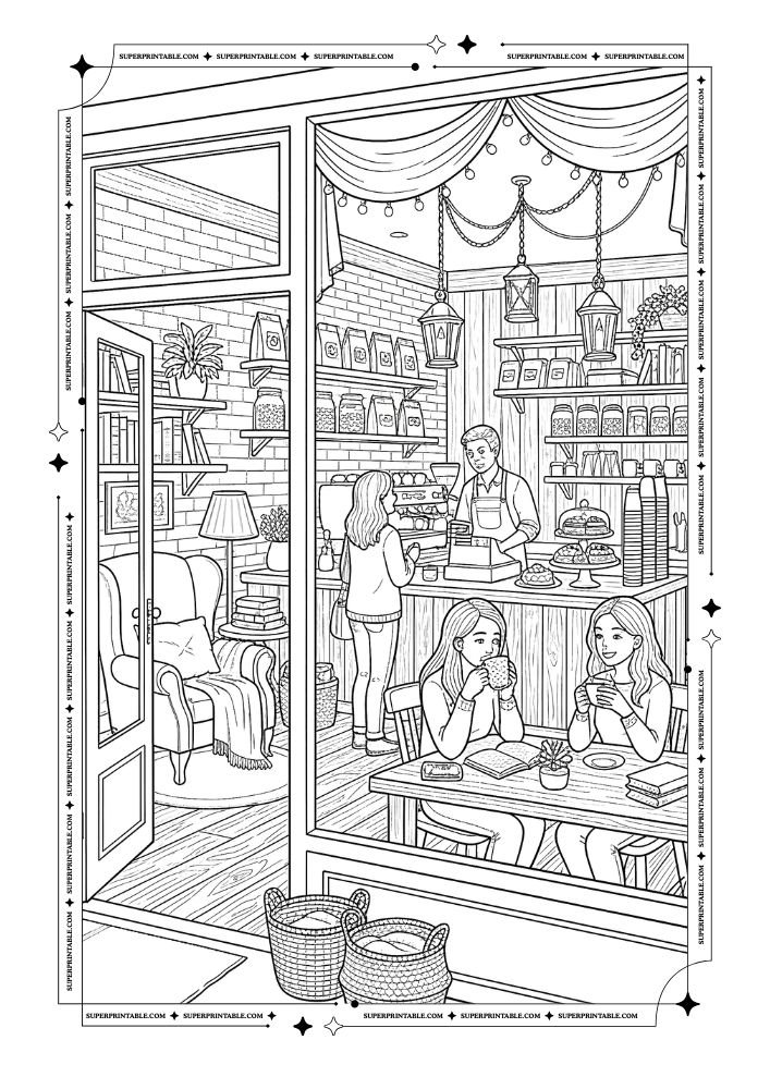 30 Coffee Shop Coloring Pages (Free PDF Printables)