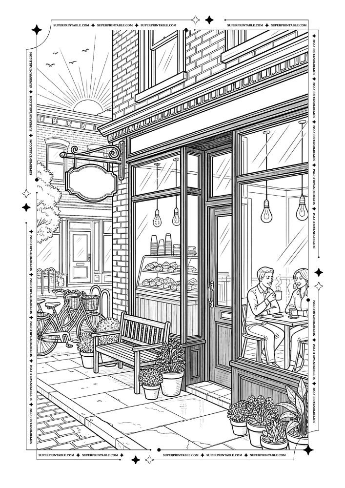 30 Coffee Shop Coloring Pages (Free PDF Printables)