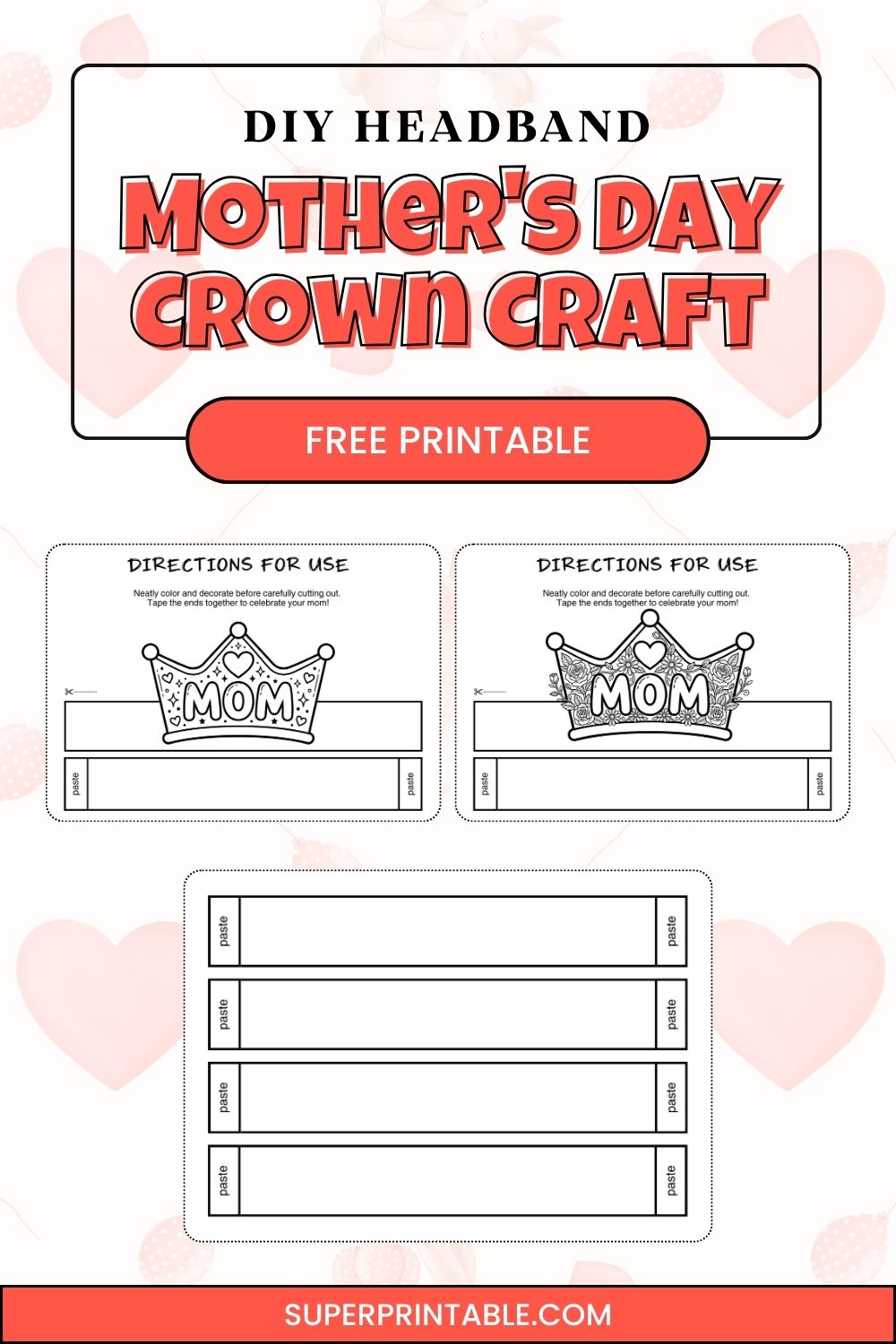 DIY Headband Mother's Day Crown Craft (Free PDF Printables)