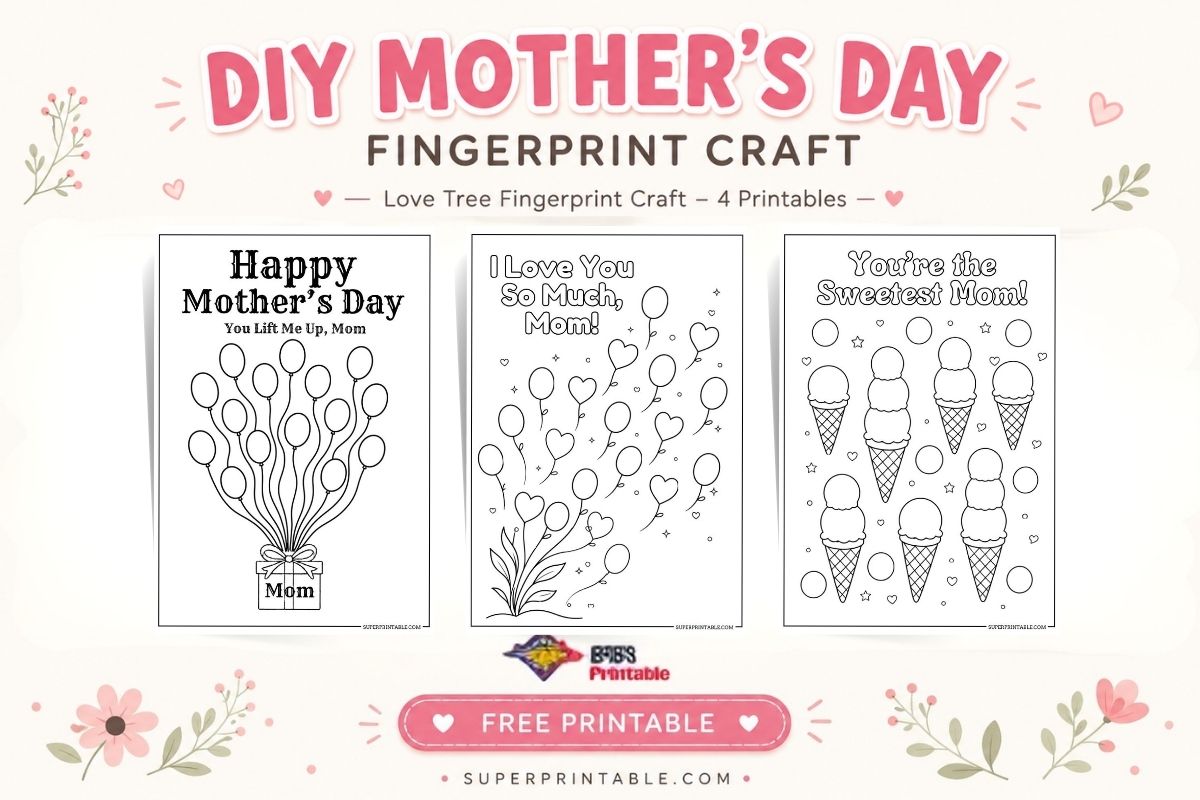 DIY Mother’s Day Love Tree Fingerprint Craft 4 Printables (Free)