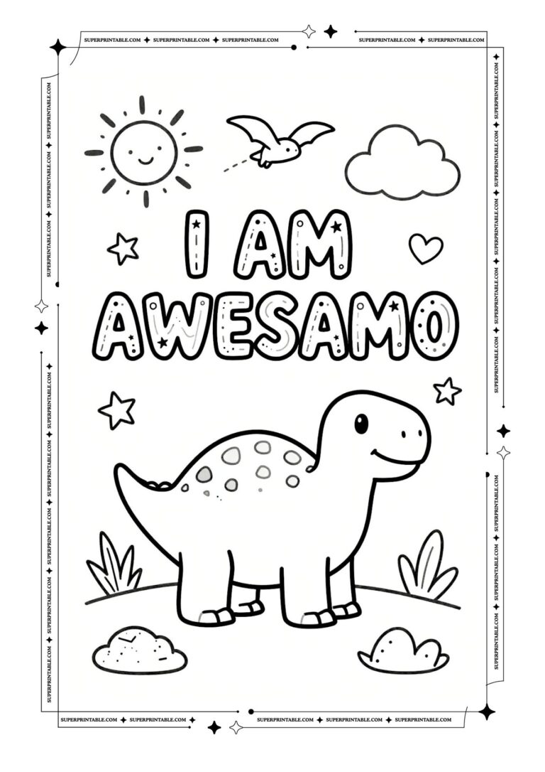 30 Dinosaur Positive Affirmation Coloring Pages Free Pdf