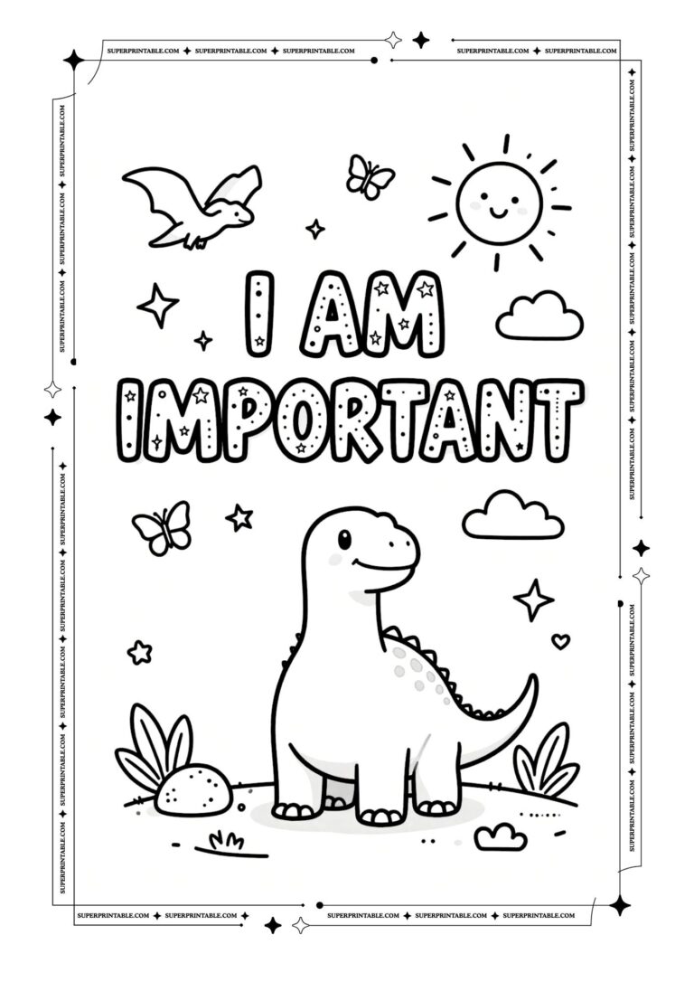 30+ Dinosaur Positive Affirmation Coloring Pages (Free PDF)