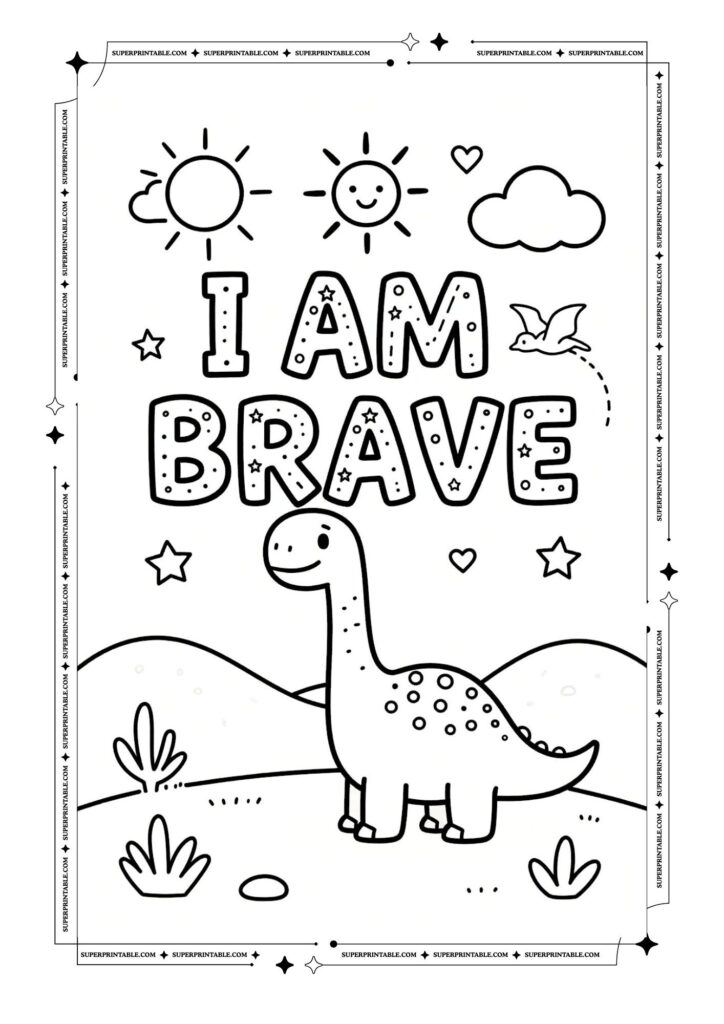 30+ Dinosaur Positive Affirmation Coloring Pages (Free PDF)