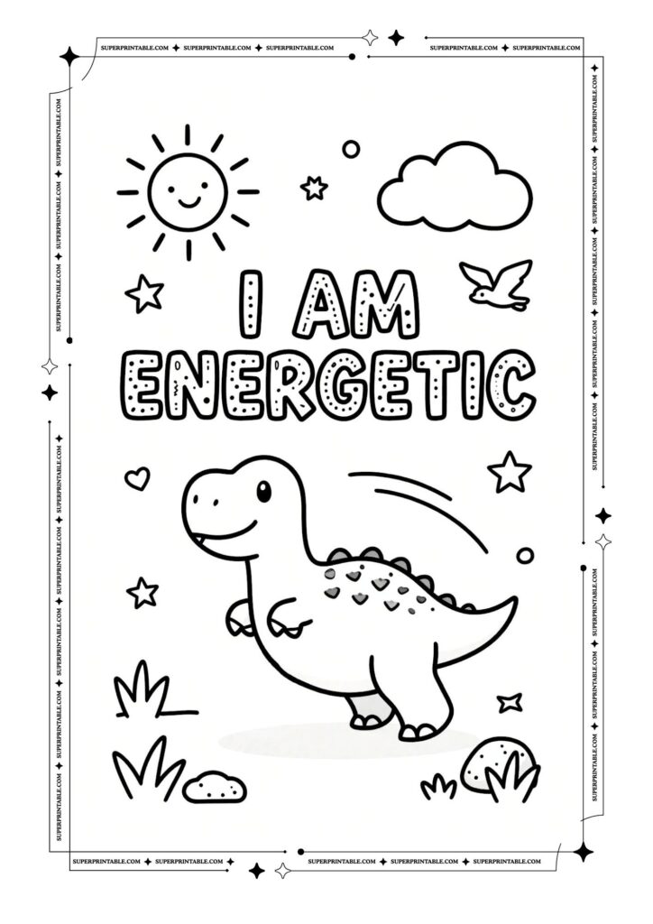 30+ Dinosaur Positive Affirmation Coloring Pages (Free PDF)