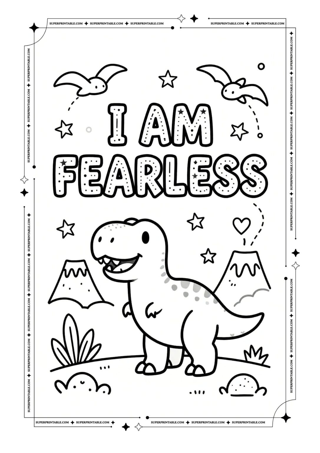 30+ Dinosaur Positive Affirmation Coloring Pages (Free PDF)