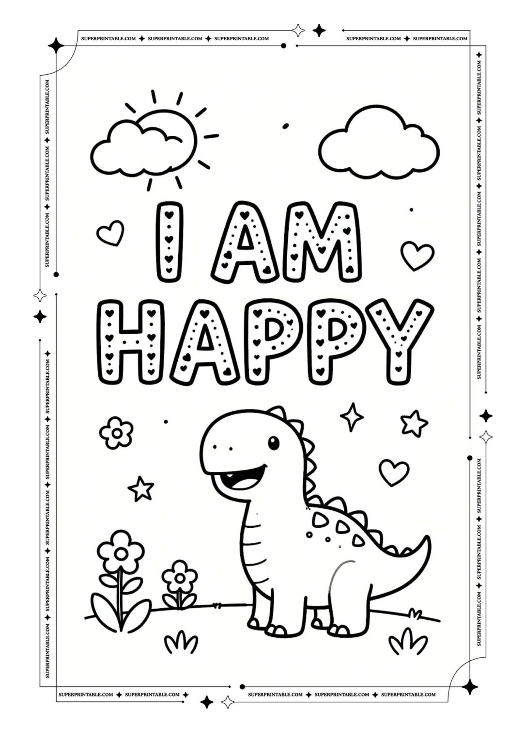 30+ Dinosaur Positive Affirmation Coloring Pages (Free PDF)