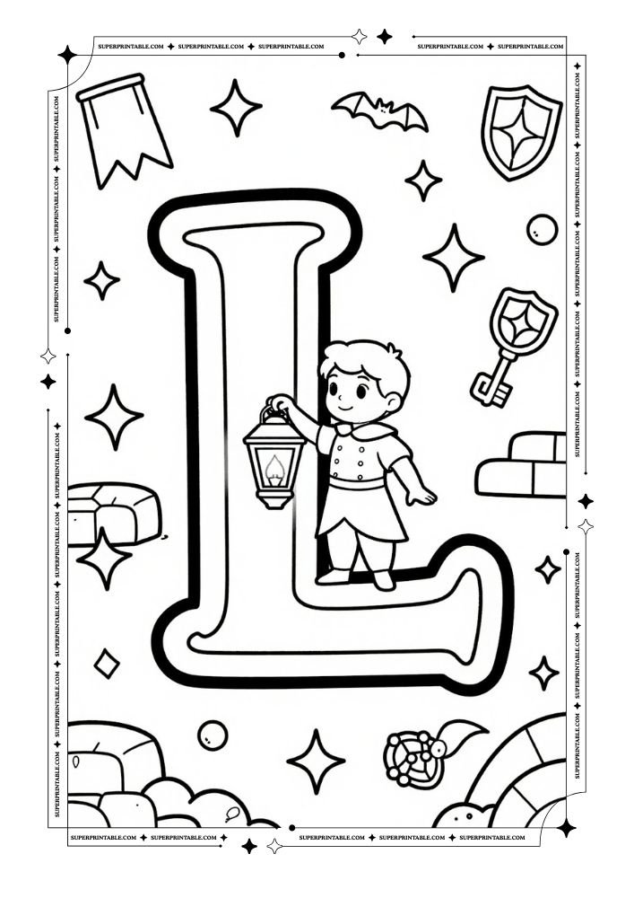 Dungeon and Prince Alphabet Coloring Pages (Free PDF)