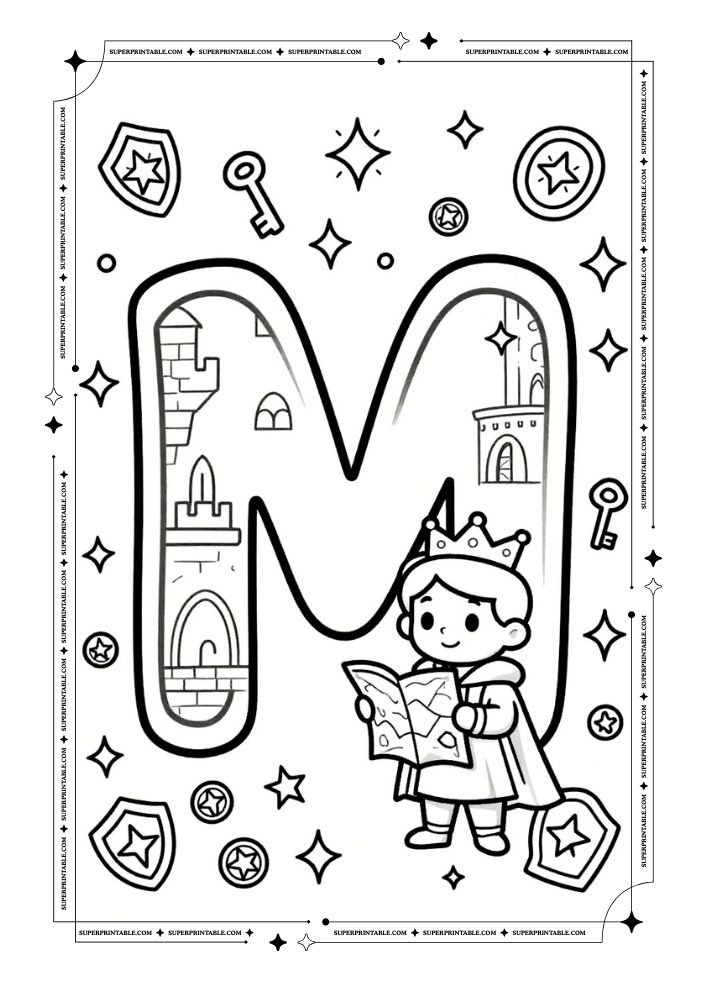 Dungeon and Prince Alphabet Coloring Pages (Free PDF)