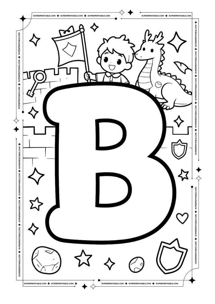 Dungeon and Prince Alphabet Coloring Pages (Free PDF)