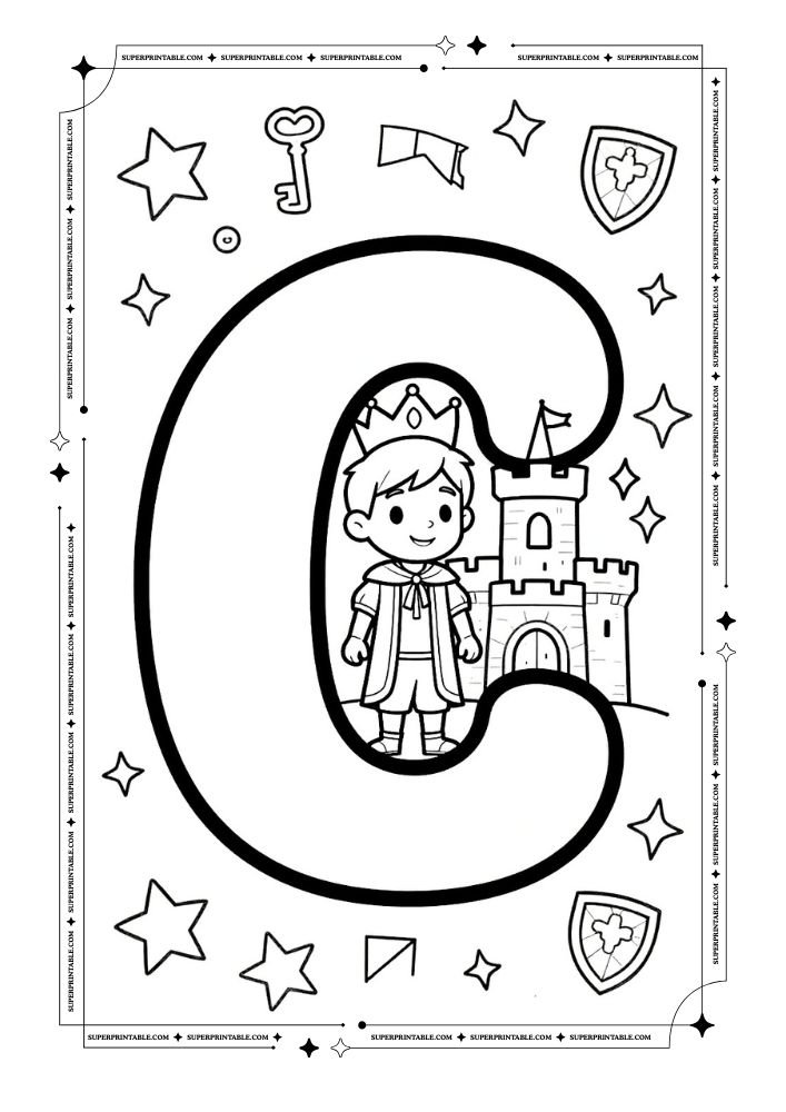 Dungeon and Prince Alphabet Coloring Pages (Free PDF)