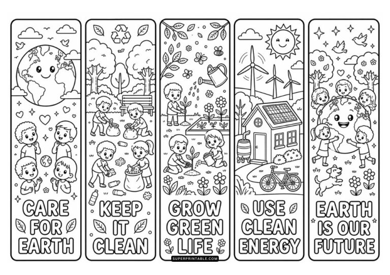 30+ Earth Day Bookmarks Coloring Pages (Free PDF Printables)