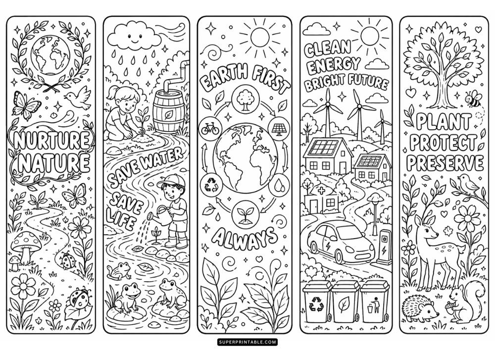 30+ Earth Day Bookmarks Coloring Pages (Free PDF Printables)