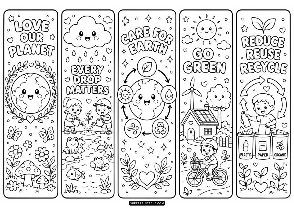 30+ Earth Day Bookmarks Coloring Pages (Free PDF Printables)