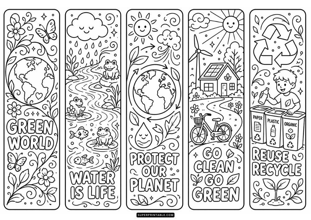 30+ Earth Day Bookmarks Coloring Pages (Free PDF Printables)