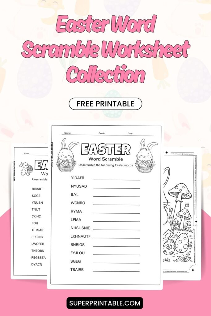 Easter Word Scramble Worksheet (Free PDF Printables)
