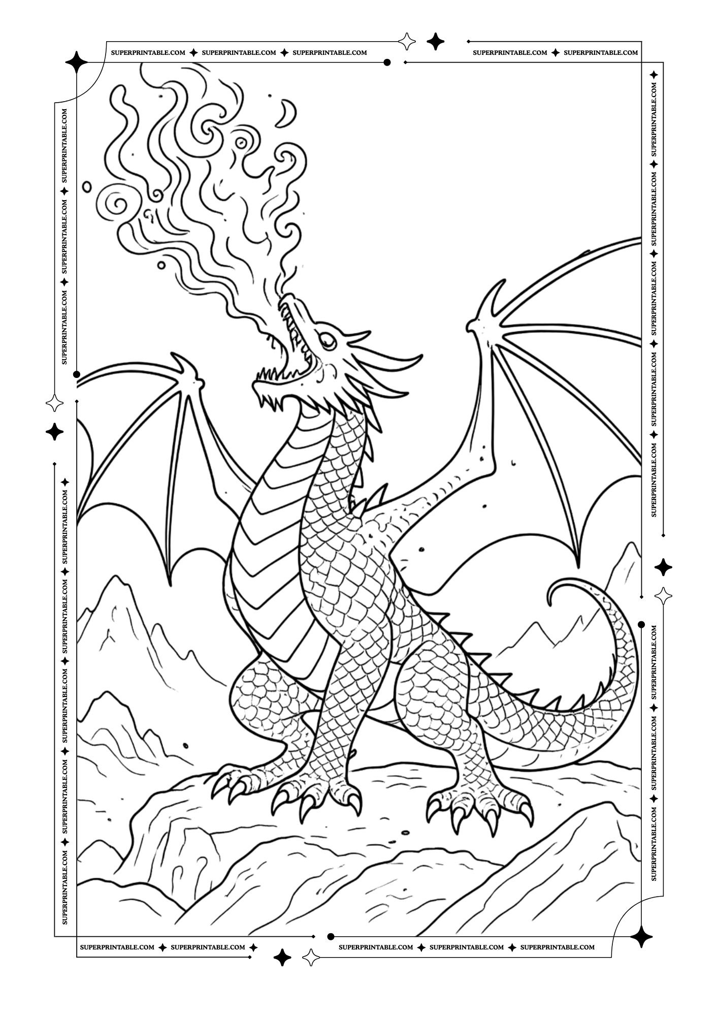 10+ Fantasy Dragon Coloring Pages (Free PDF Printables)