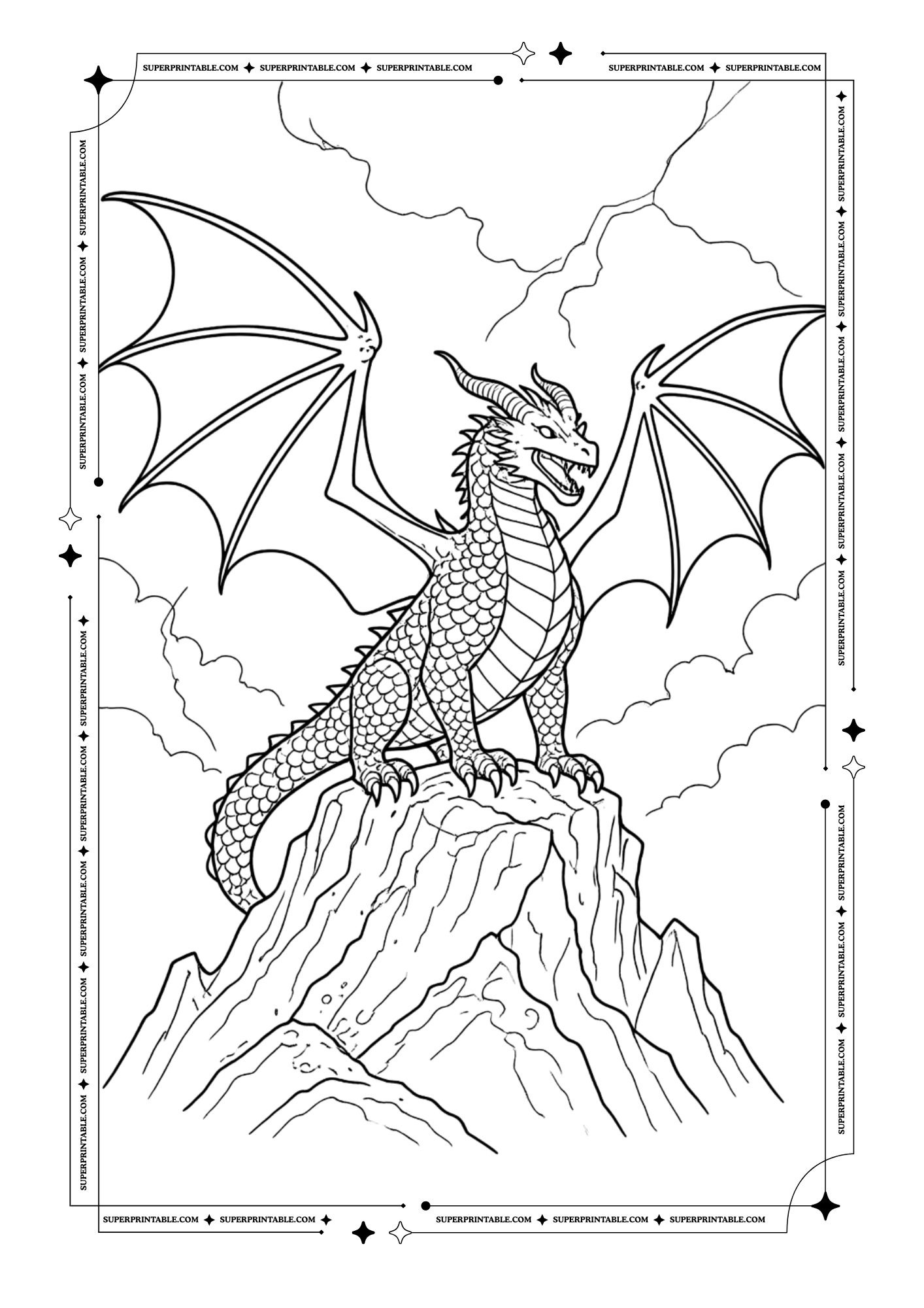 10+ Fantasy Dragon Coloring Pages (Free PDF Printables)