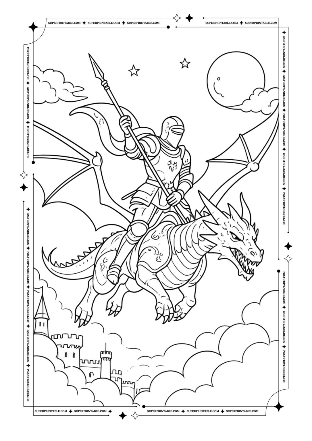 10+ Fantasy Dragon Coloring Pages (Free PDF Printables)