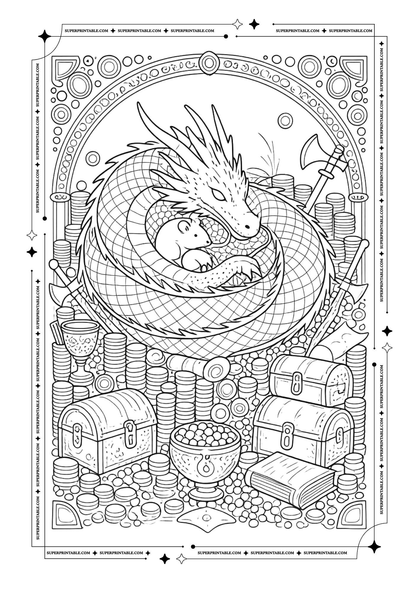 10+ Fantasy Dragon Coloring Pages (Free PDF Printables)