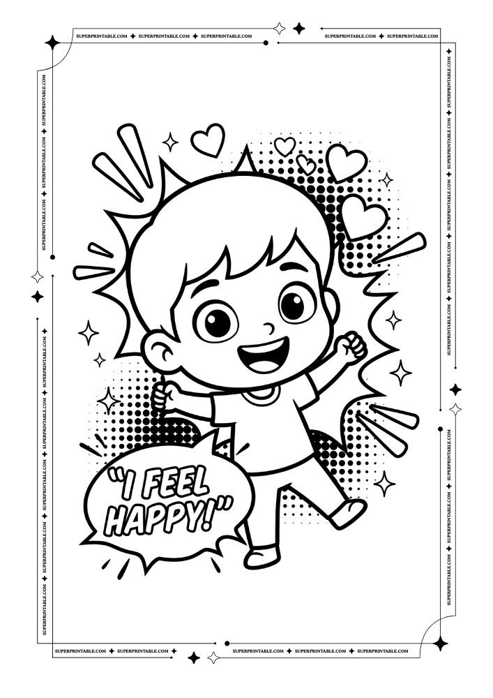 20 Feelings Emotions Pop Art Coloring Pages (Free PDF)