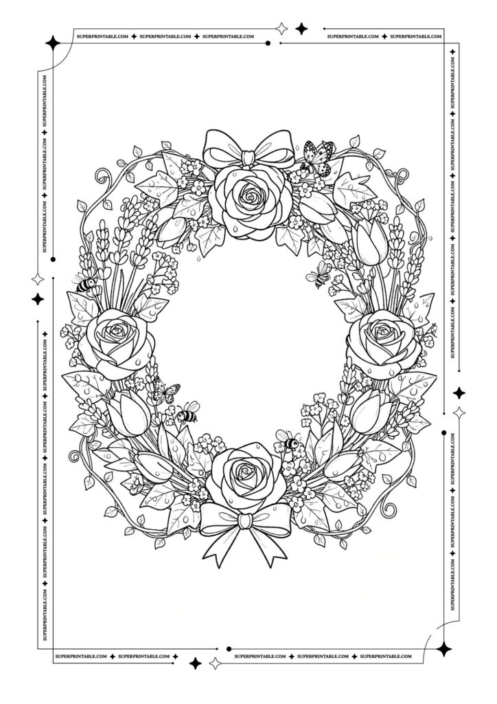20 Flower Wreath Coloring Pages (Free PDF Printables)